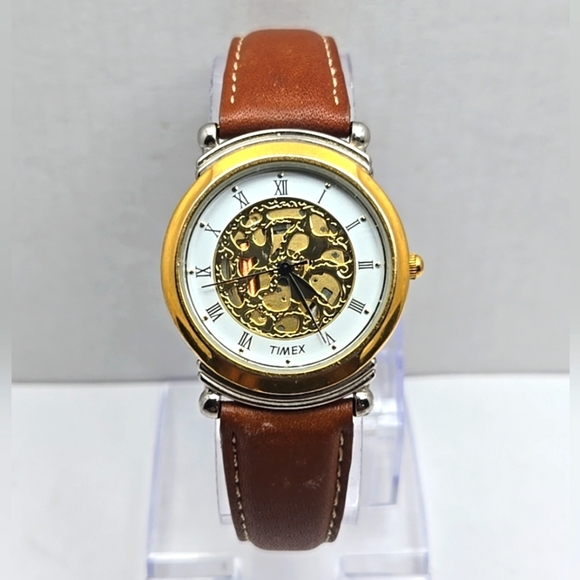 Timex | Accessories | Mens Vintage Timex Skeleton Watch Gold Silver Two ...